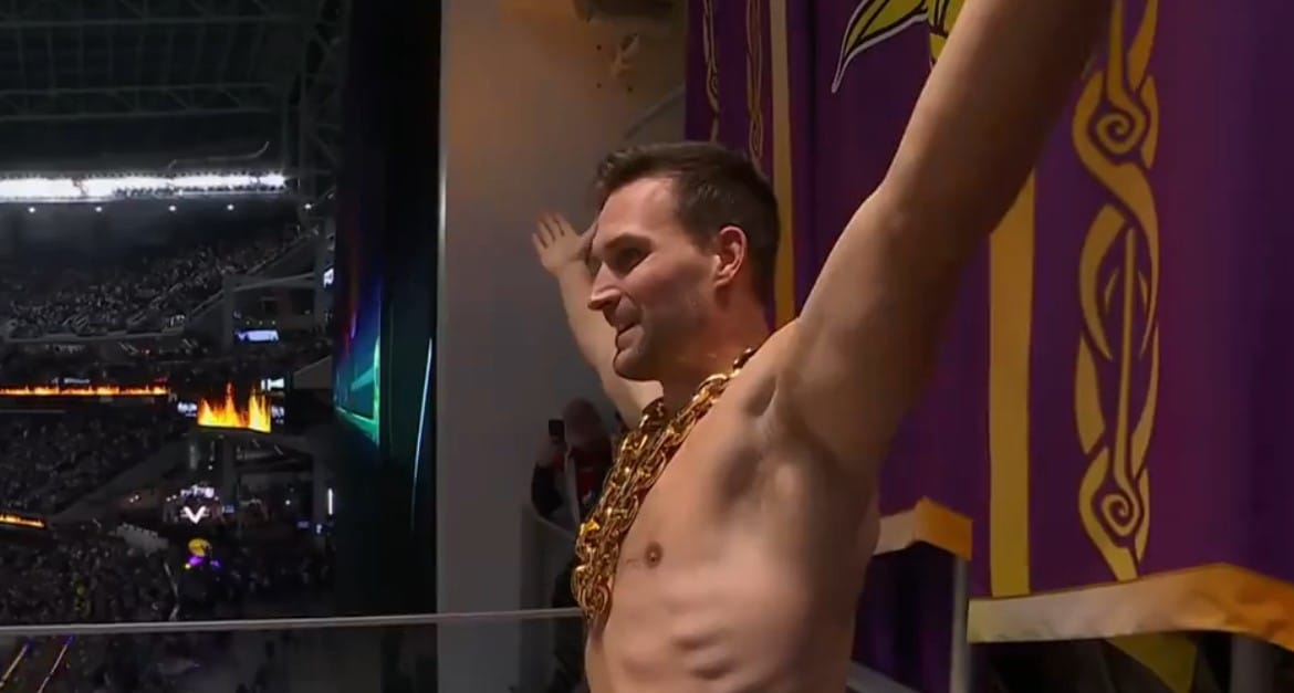 Surprise: Shirtless Kirk Cousins Leads SKOL Chant